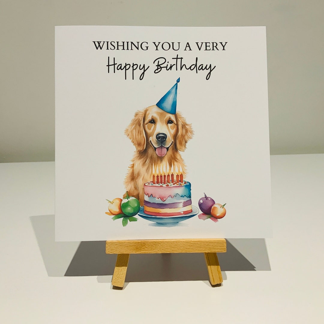 Dog Birthday Card, Happy Birthday, Dog Lover Birthday Card, Golden ...