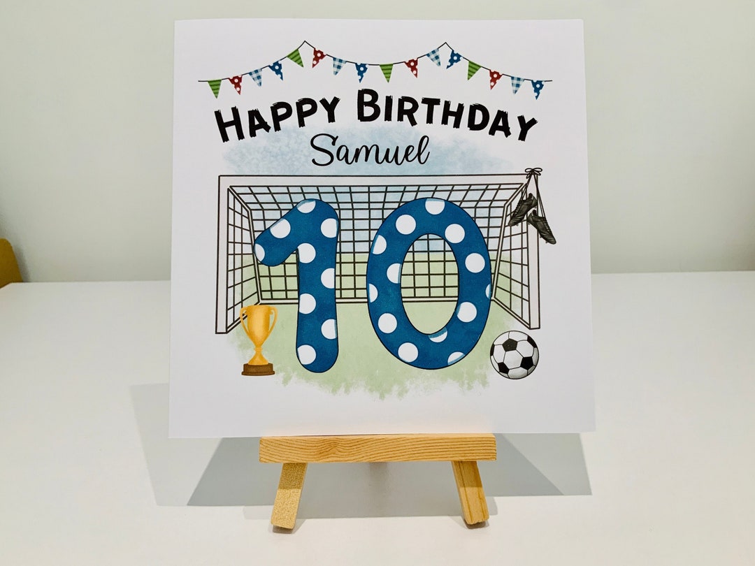 Boys 10th Birthday Card, Personalised Boy 10th Birthday Card, Football ...