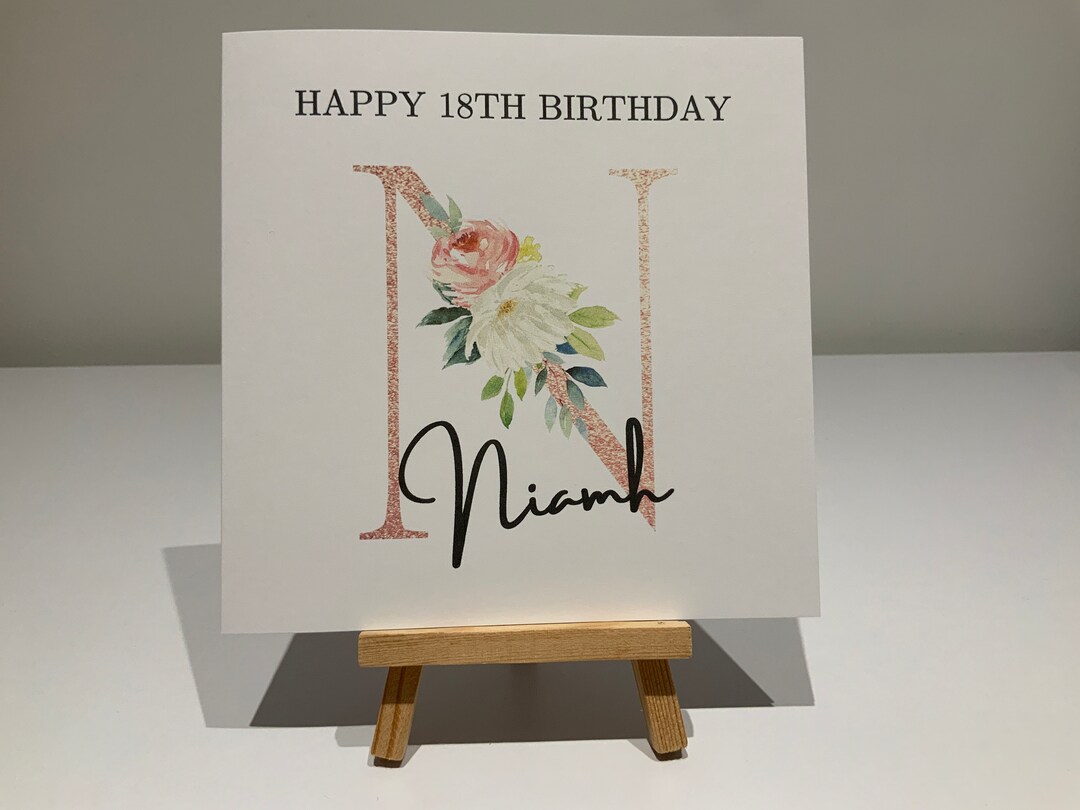 Monogram Personalised 18th Birthday Card Female Birthday - Etsy UK