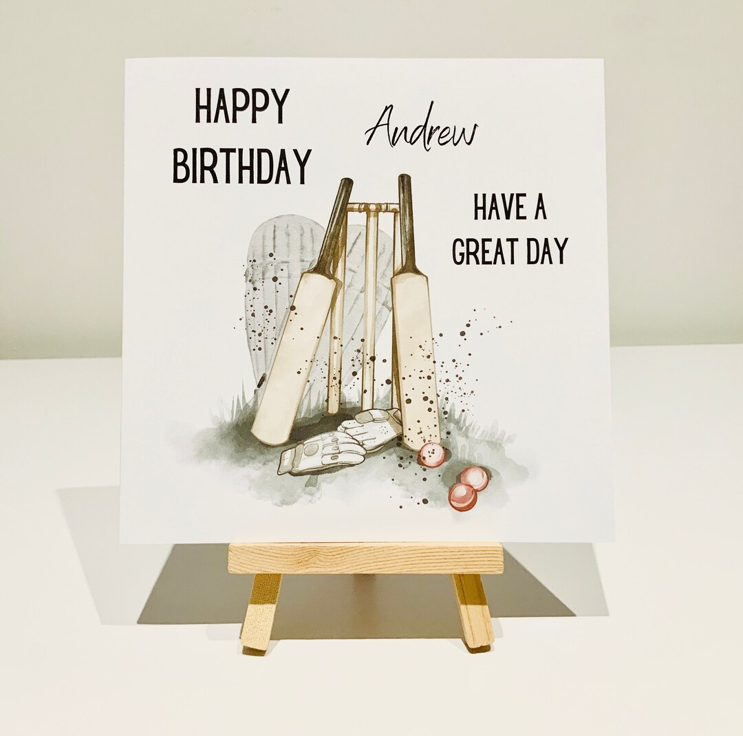 Birthday Card, Cricket Birthday Card, Cricket Player Card, Personalised ...