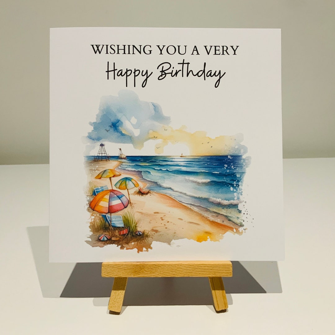 Birthday Card, Beach Scene Birthday Card, Landscape Scene Birthday Card ...