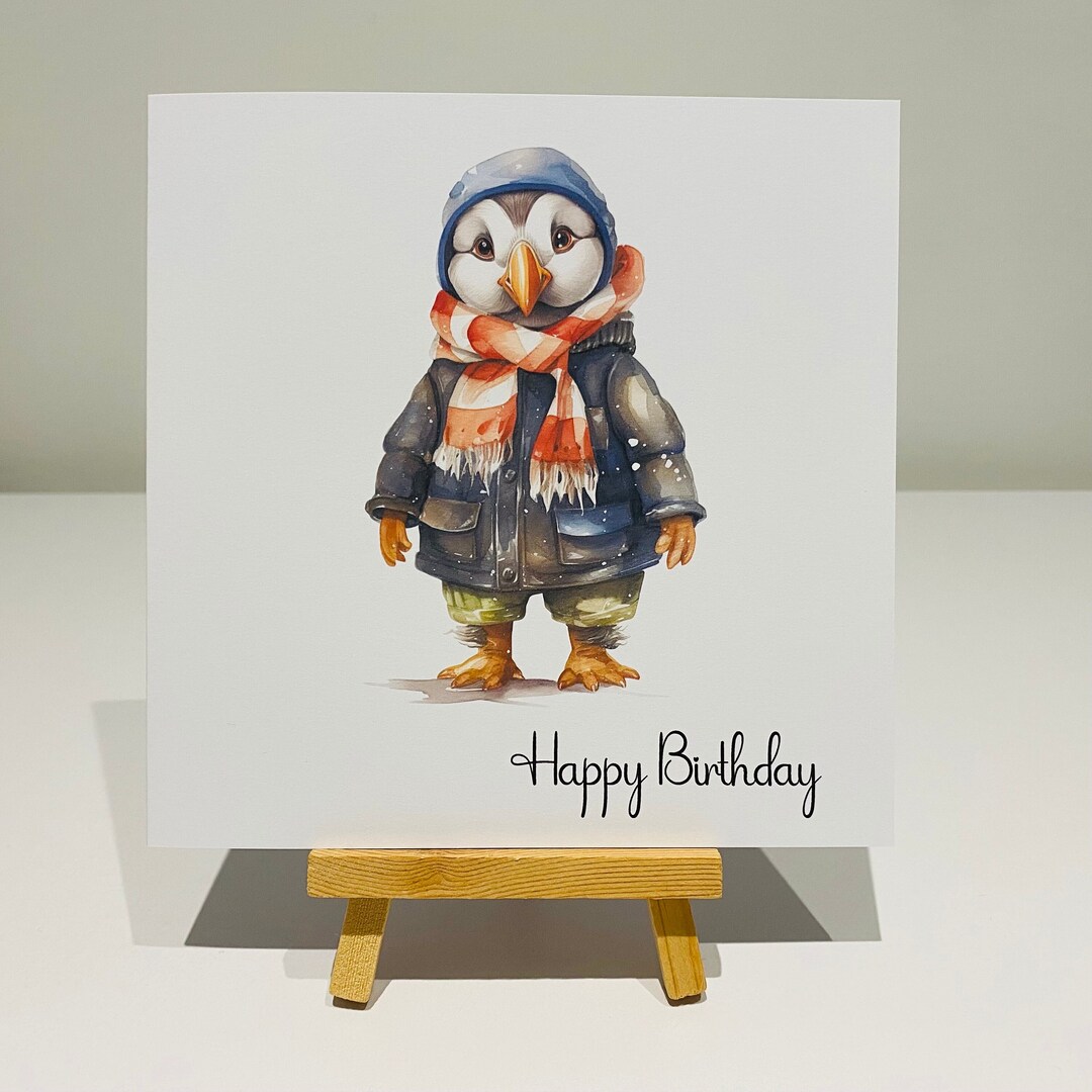 Puffin Birthday Card, Cute Birthday Card, Puffin, Cute Puffin Birthday ...