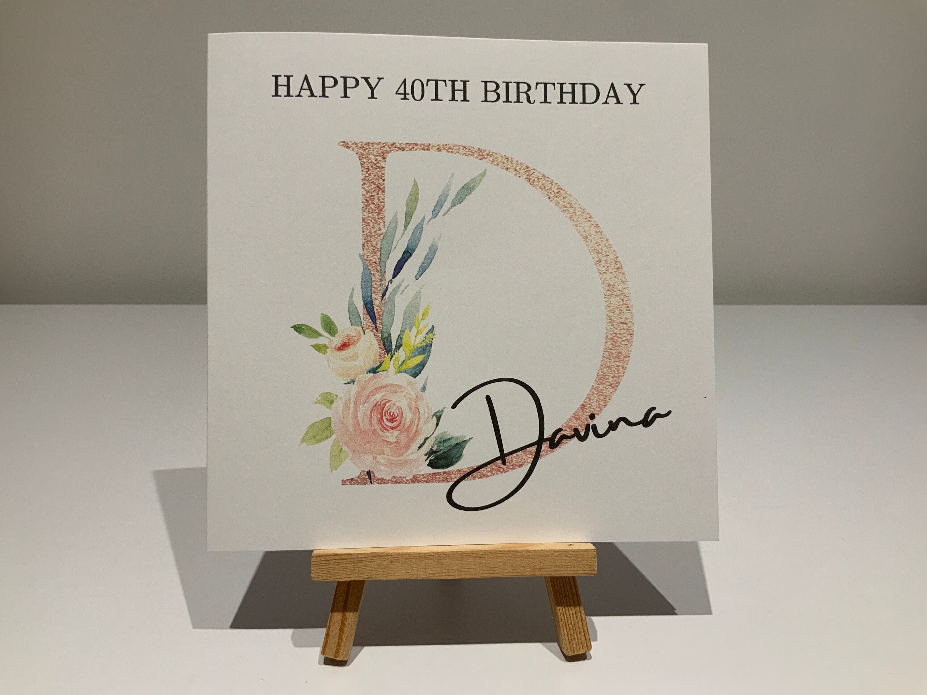 Monogram Personalised 40th Birthday Card Female Birthday - Etsy