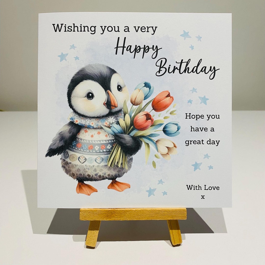 Puffin Birthday Card, Cute Birthday Card, Puffin, Cute Puffin Birthday ...