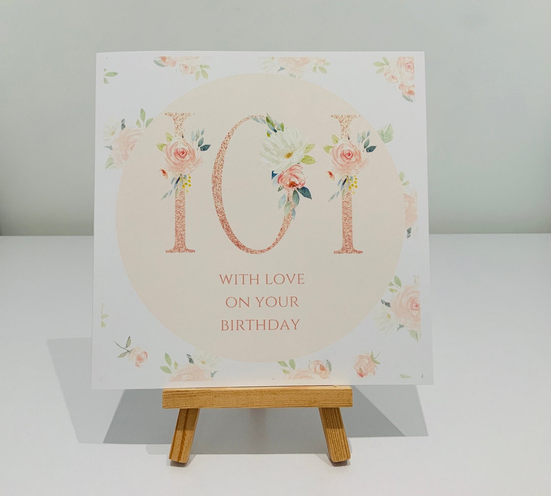 101st Birthday Card Female Birthday Card Rose Gold Floral - Etsy