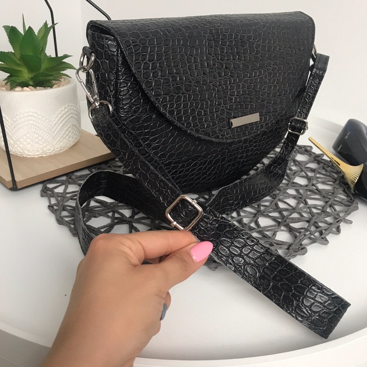 Banana POSTMAN ELEGANT Crocodile Skin Made in Poland by - Etsy