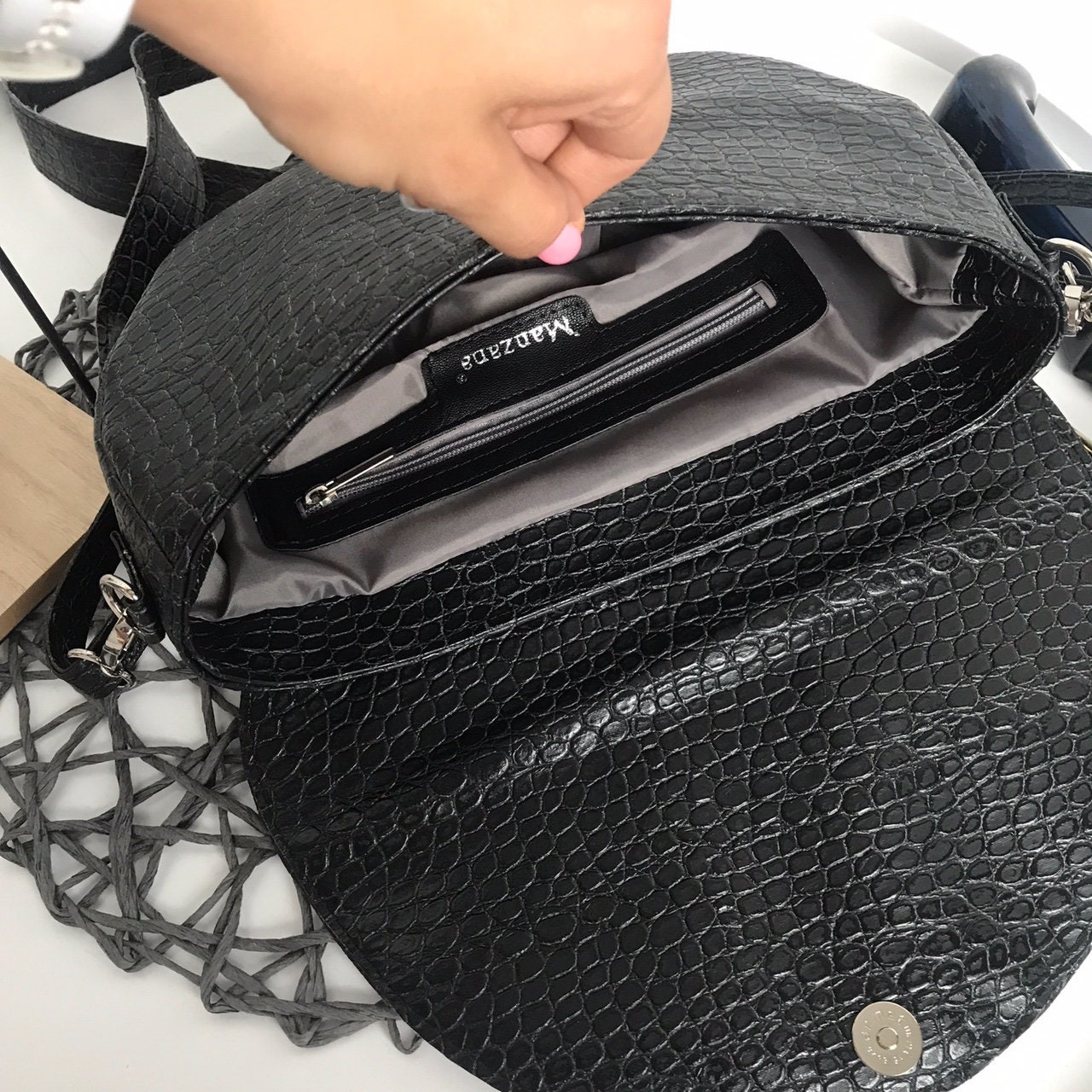 Banana POSTMAN ELEGANT Crocodile Skin Made in Poland by - Etsy