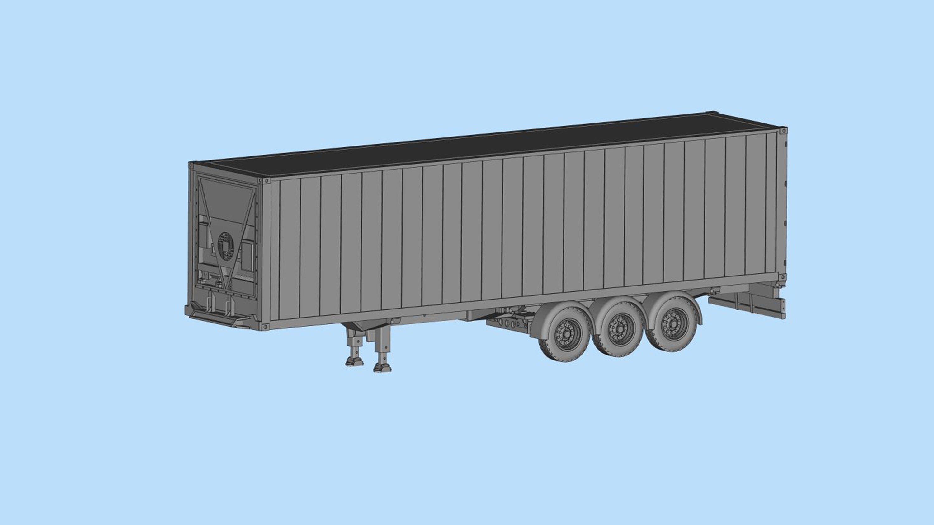 Semi Trailer Frame Shipping Container 20ft or 40ft, 3D Model for Print ...