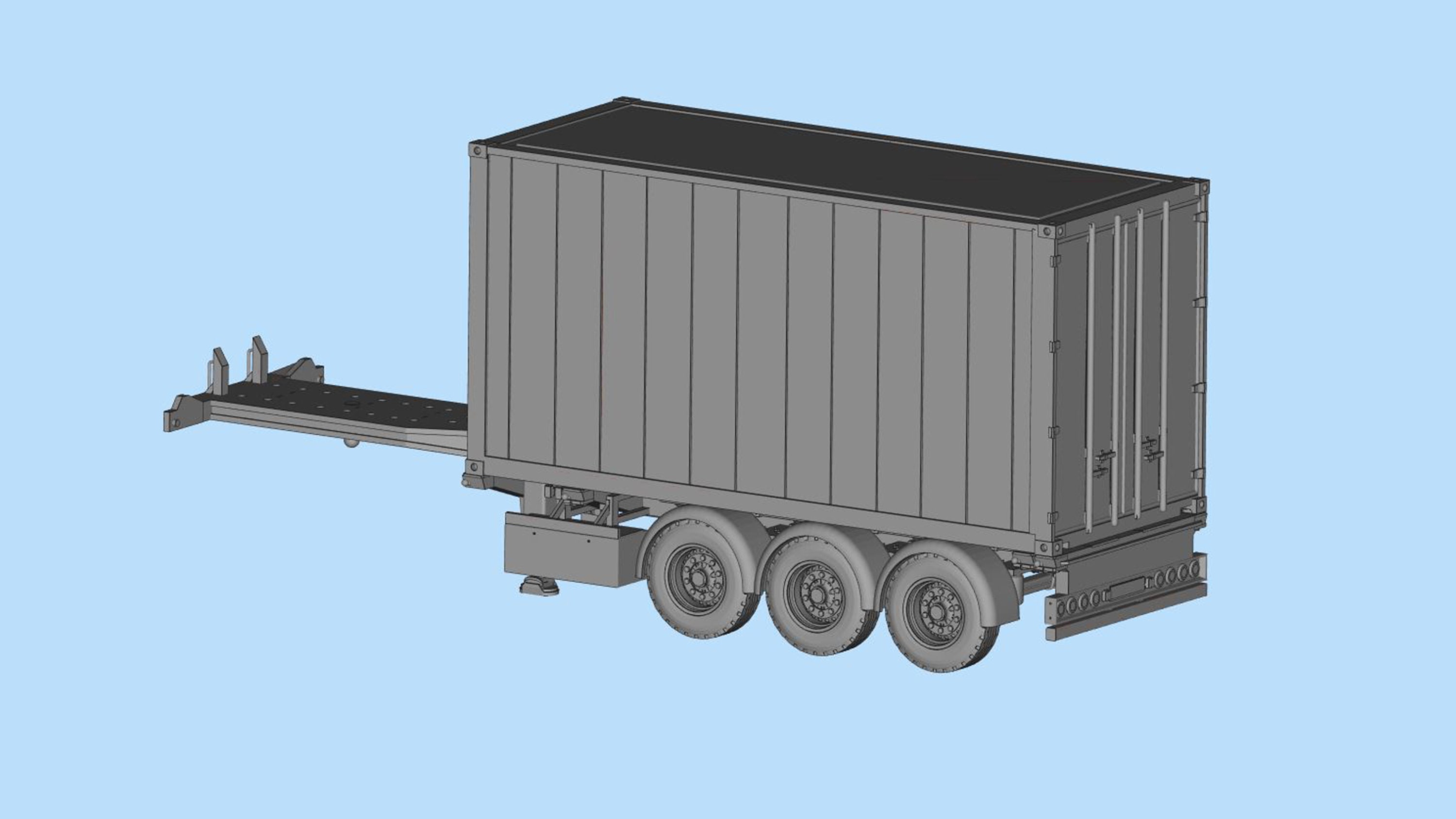 Semi Trailer Frame Shipping Container 20ft or 40ft, 3D Model for Print ...