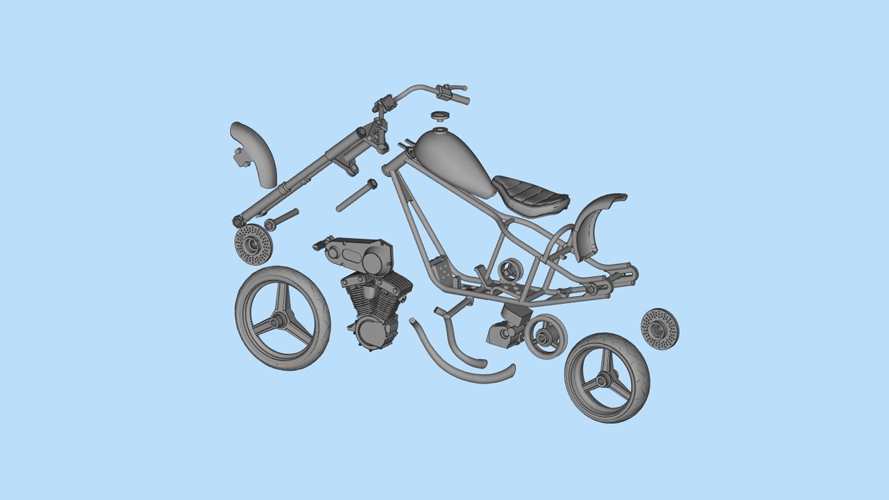 Chopper Motorcycle 3D Model for Printing,stl File, Ready for 3D Print ...
