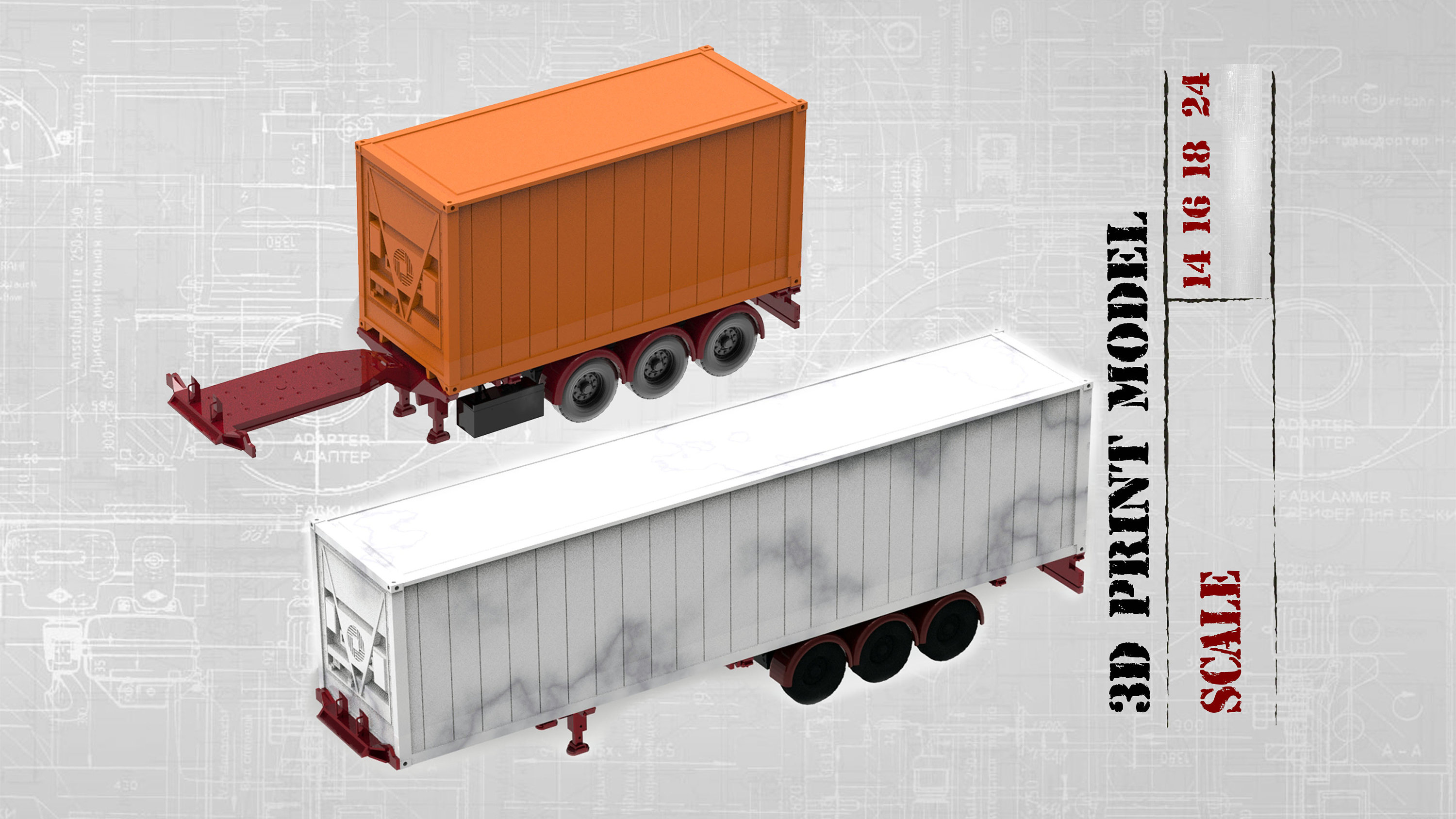 Semi Trailer Frame Shipping Container 20ft or 40ft, 3D Model for Print ...