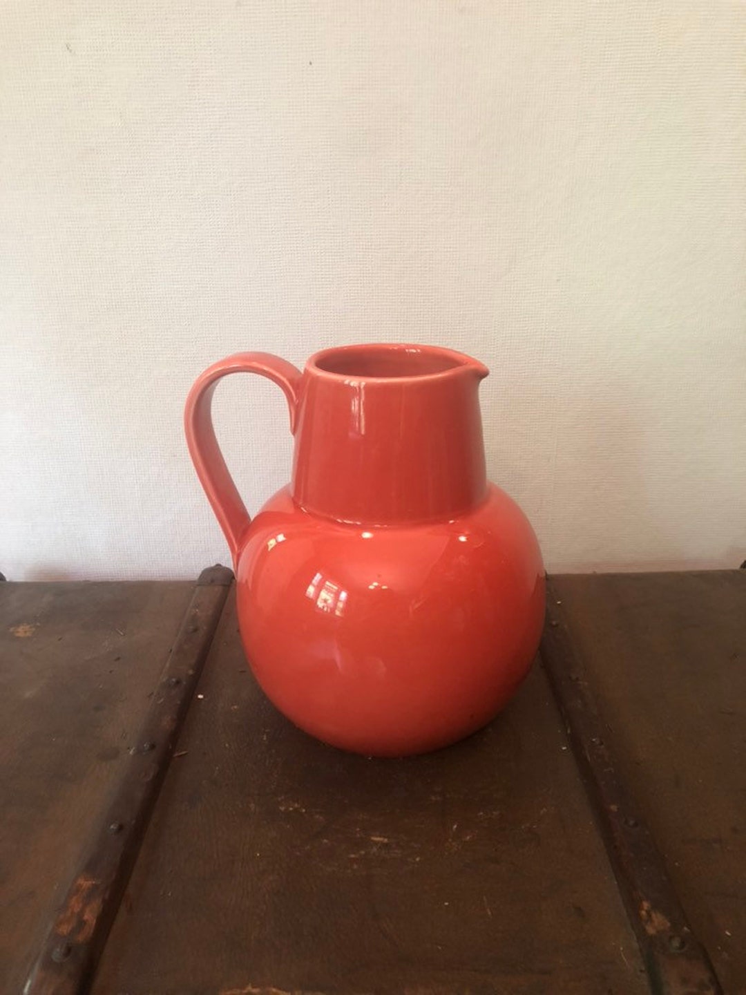 Vintage Coral Ceramic Water Jug - Etsy