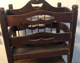 Vintage Magazine Rack Wood | Etsy