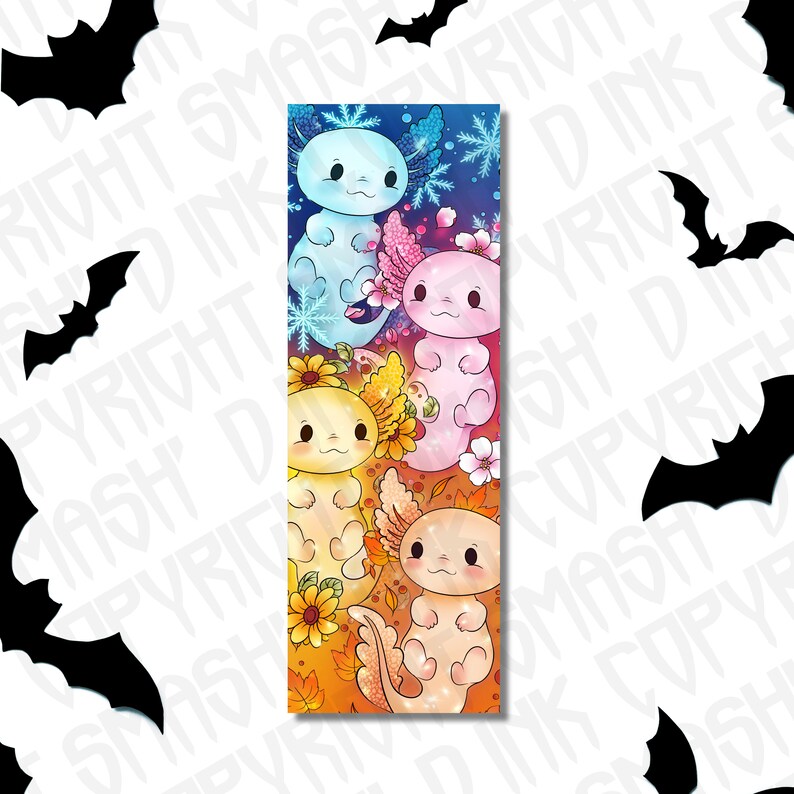 Seasonal Axolotl Bookmarks Axolotl Bookmarks Bookmarks - Etsy