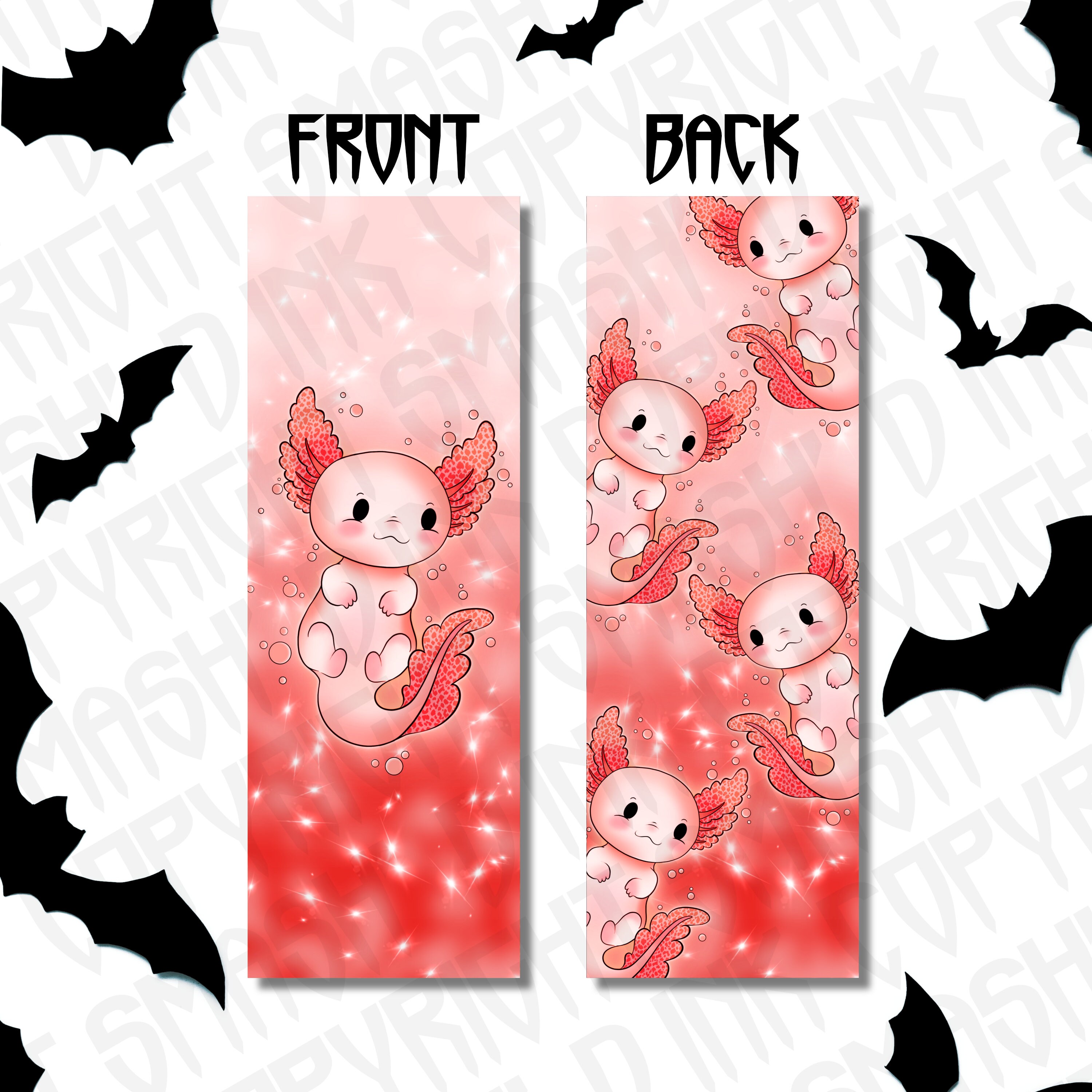 Axolotl Bookmark Monochromatic Axolotl Bookmark Bookmarks Book ...