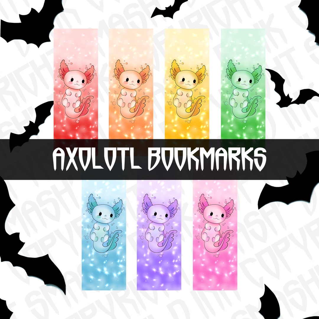 Axolotl Bookmark Monochromatic Axolotl Bookmark Bookmarks Book ...