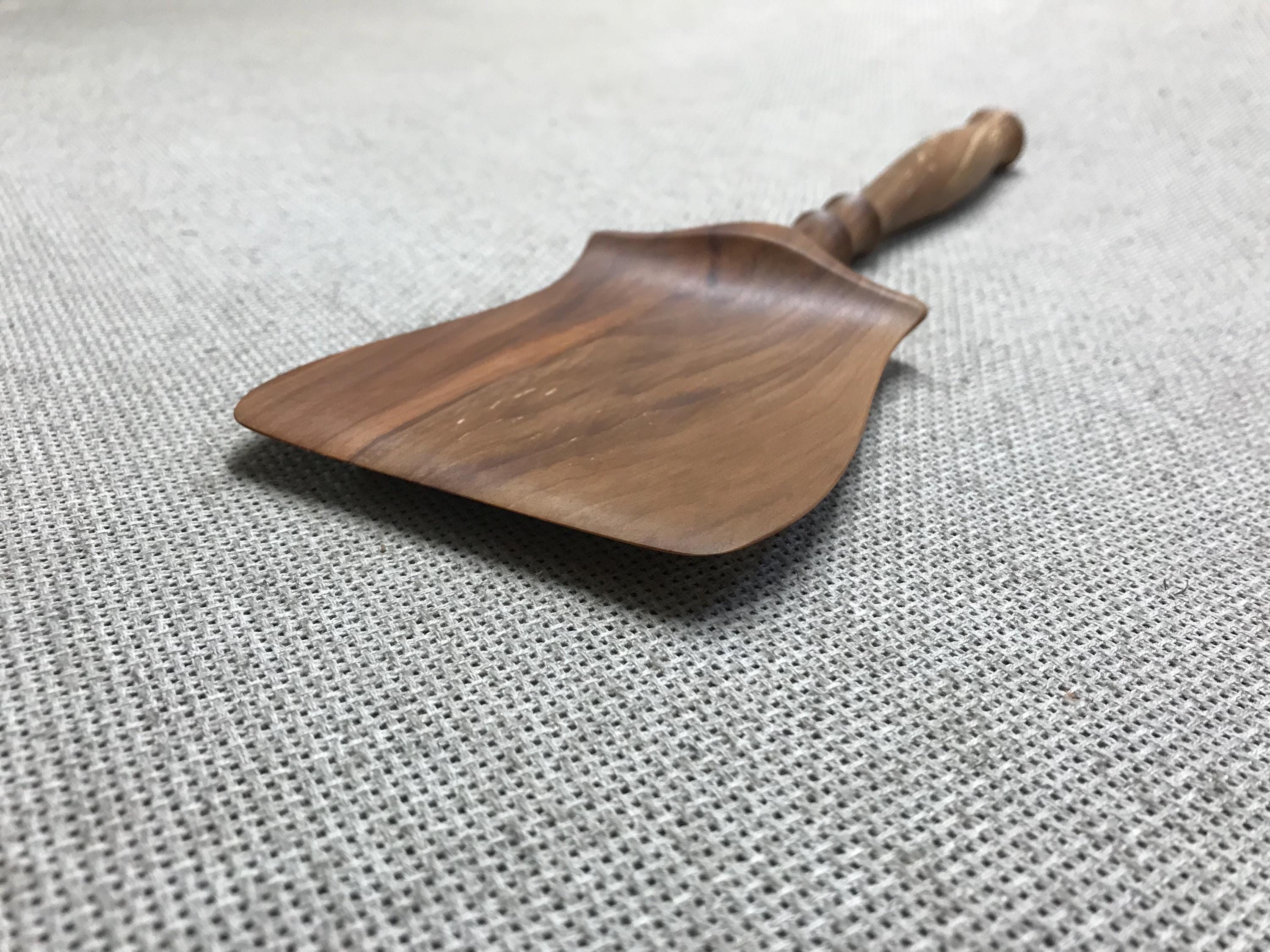 Wide Wood Turned Cherry Spatula, Round Handle Handmade Wood Spatula ...