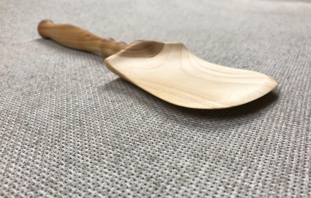 Wide Wood Turned Cherry Spatula, Round Handle Handmade Wood Spatula ...