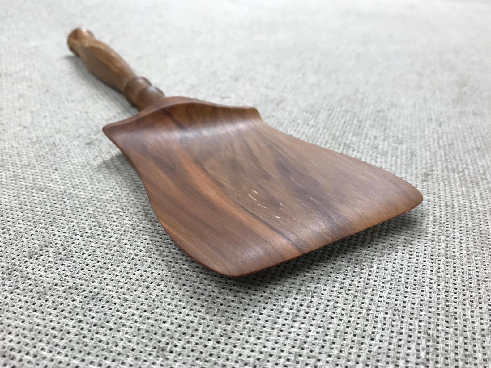 Wide Wood Turned Cherry Spatula, Round Handle Handmade Wood Spatula ...