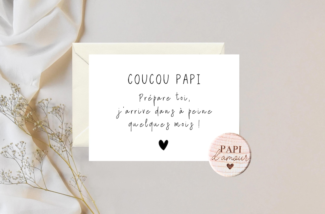 Annonce Grossesse Grands-parents, Papi, Carte Bouchon Vin, Coucou Papi Prépare Toi J'arrive Dans ...