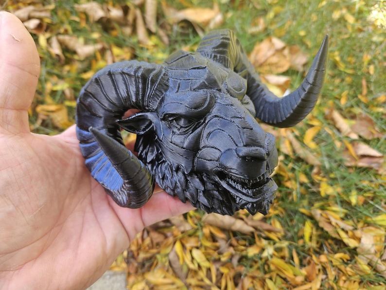 A Large Black 3D Printed Ram Head Emblem for Dodge Truck - Etsy