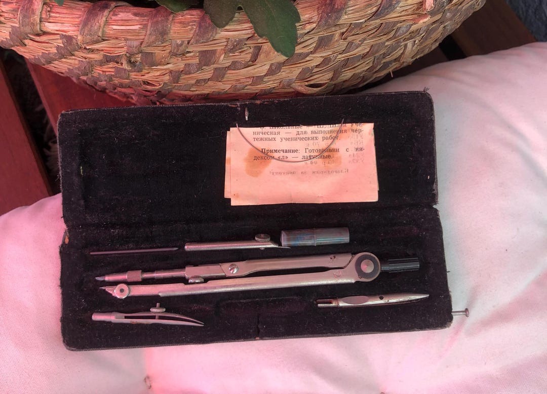 Vintage Soviet Compass Set USSR Drawing Instruments in Case 5-piece ...