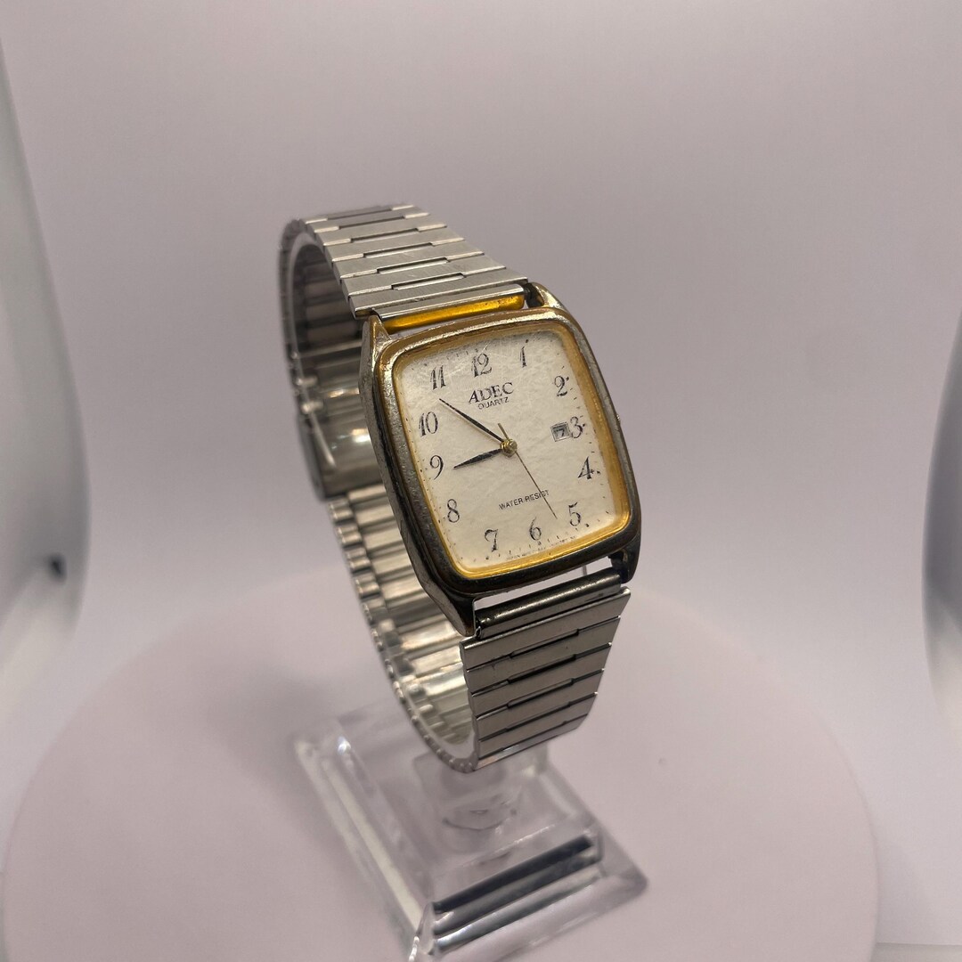 Vintage ADEC Men’s Quartz Watch Japan Water Resistant Elegant Steel ...