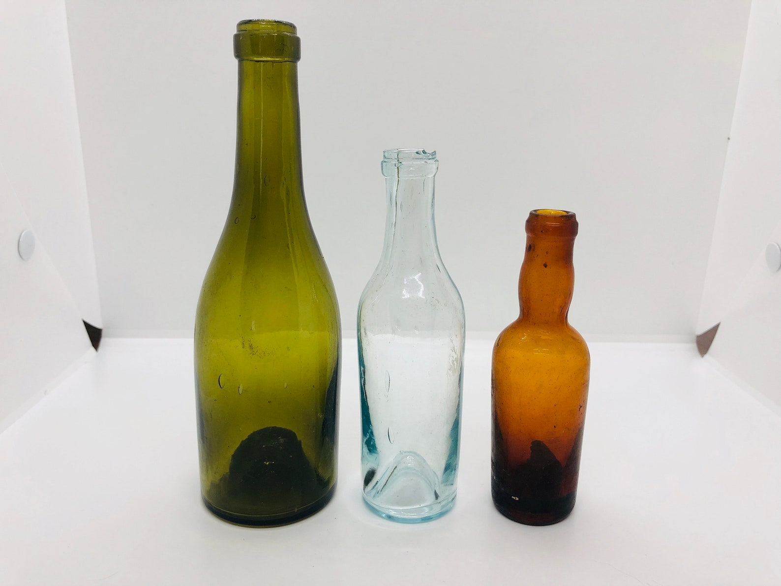 Vintage Small Bottle Collection Set of 3 Mini Vase Pharmacy Gift Parfum ...