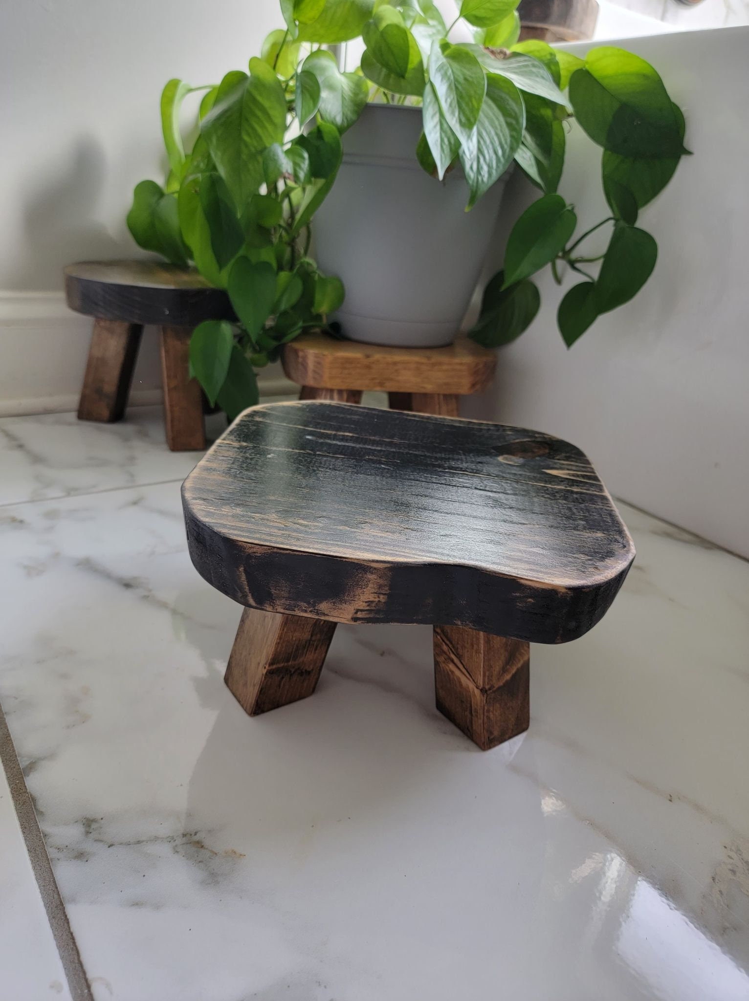 Black Distressed Rustic Wooden Pedestal Riser. Wood Riser. - Etsy
