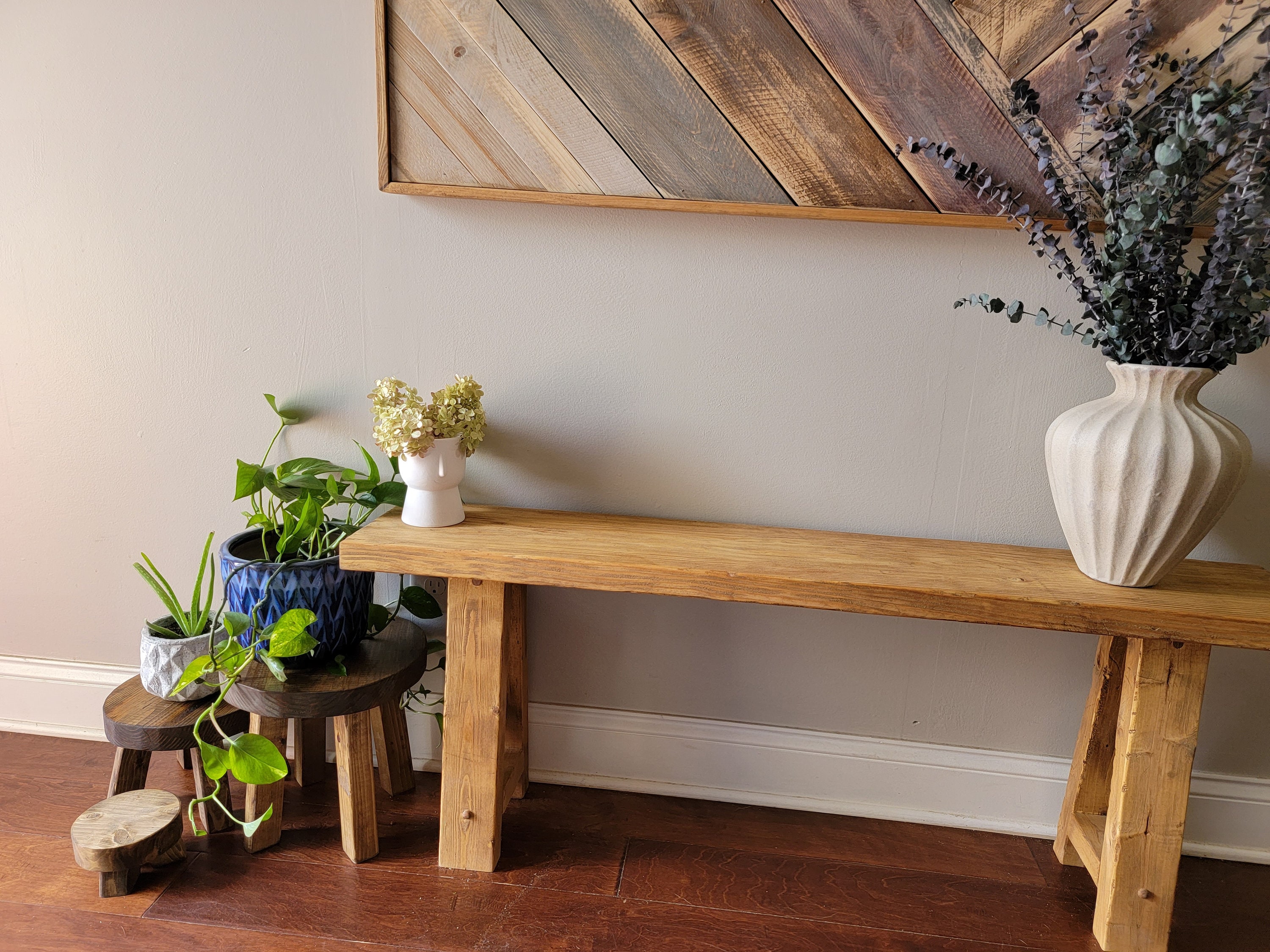 Solid Wood Rustic Entryway Bench / End of Bed Bench / Window - Etsy
