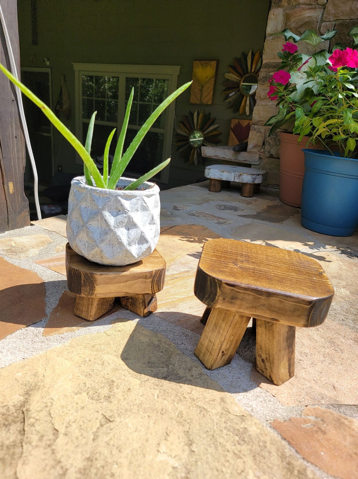 2 Mini Tabletop Solid Wood Rustic Plant Stand / Riser / - Etsy