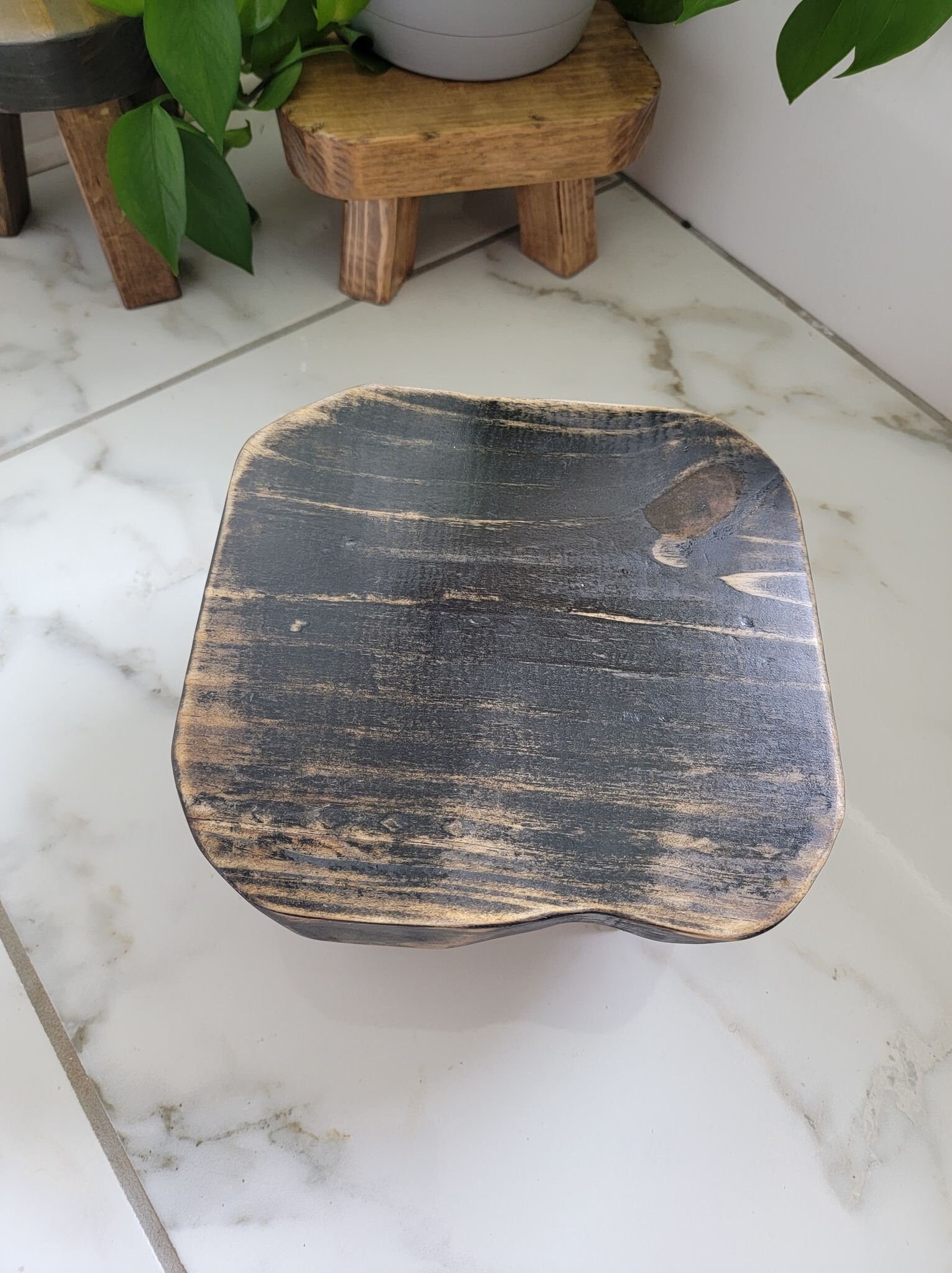 Black Distressed Rustic Wooden Pedestal Riser. Wood Riser. - Etsy