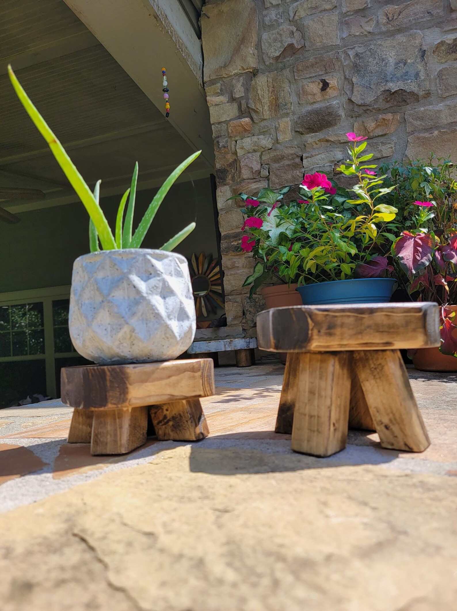 2 Mini Tabletop Solid Wood Rustic Plant Stand / Riser / - Etsy