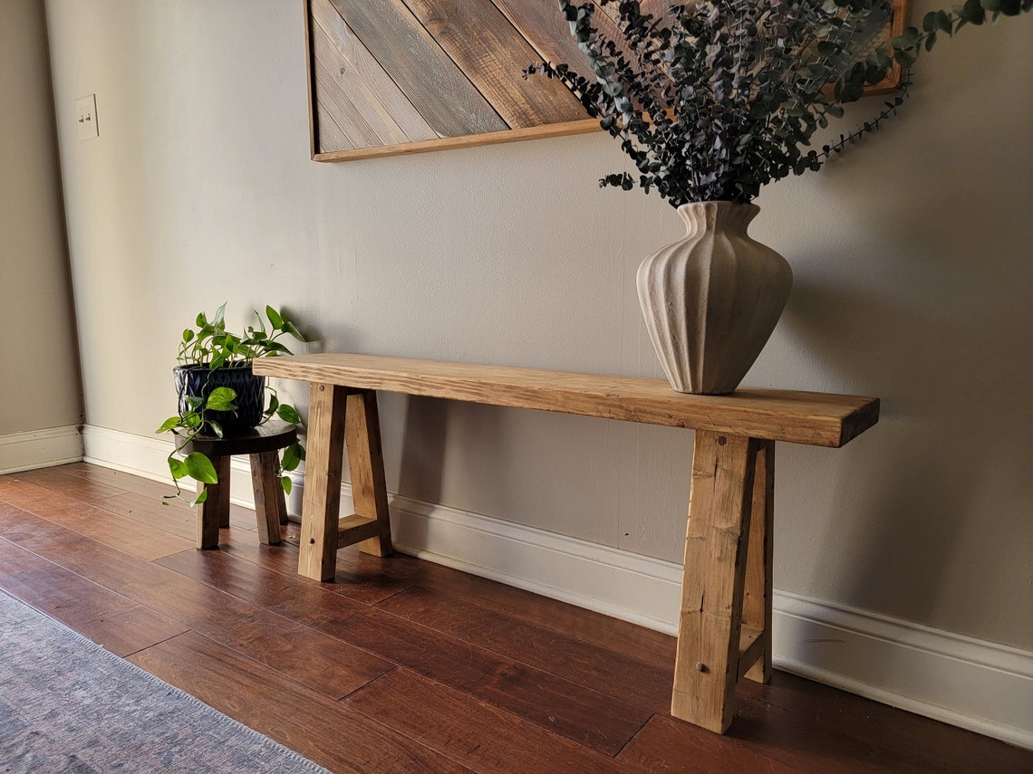 Solid Wood Rustic Entryway Bench / End of Bed Bench / Window - Etsy