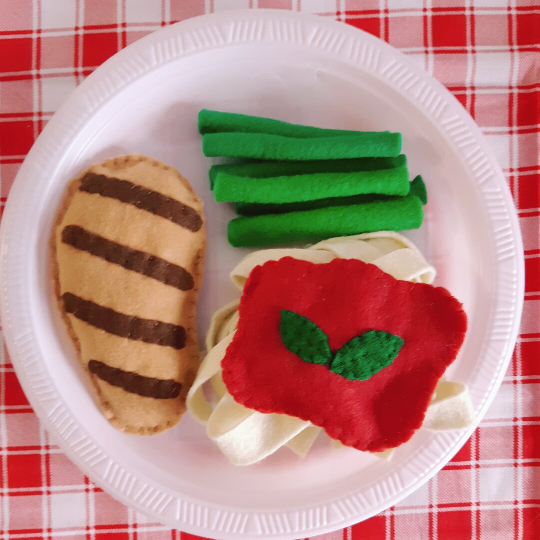Felt Chicken Dinner Set, Noodles, Felt Food, Felt Food, Handmade Play ...