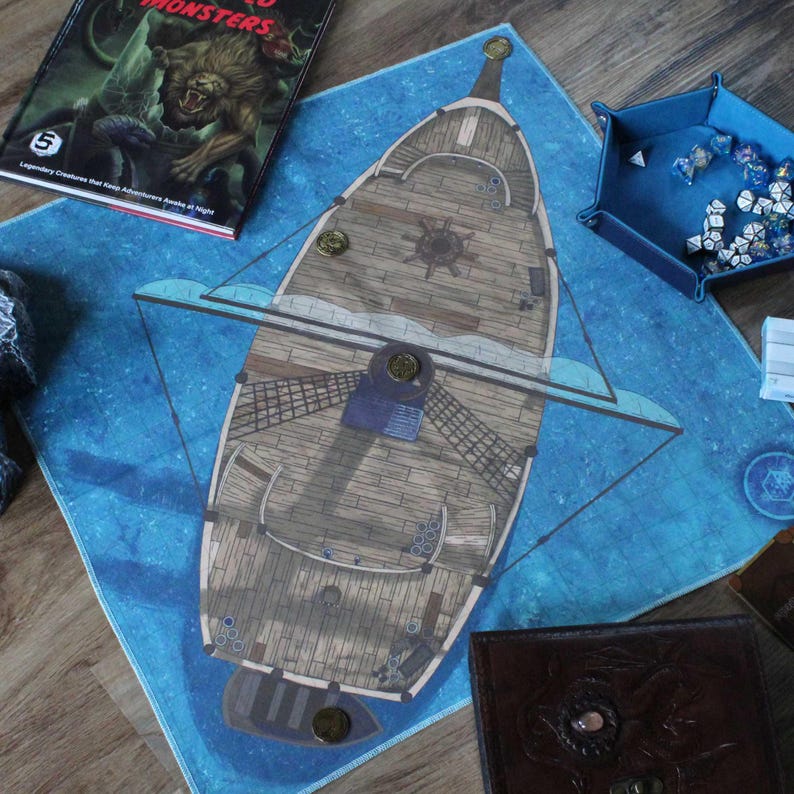 Sailing Ship Cloth Battle Map With 1″ grid – 21.5″ X 21.5″ RPG ...