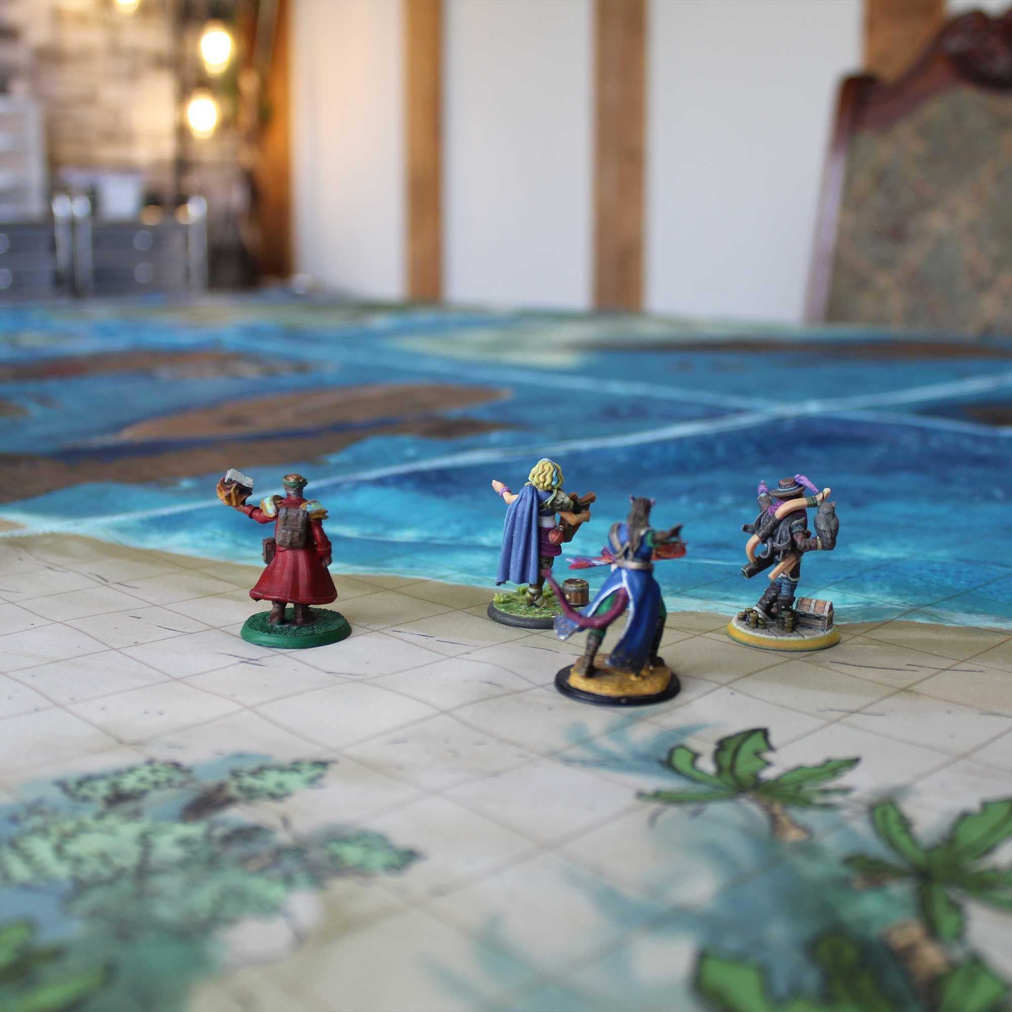 Sandy Beach Cloth Battle Map - 21.5″ × 21.5″ With 1″ Grid - Coastal RPG ...