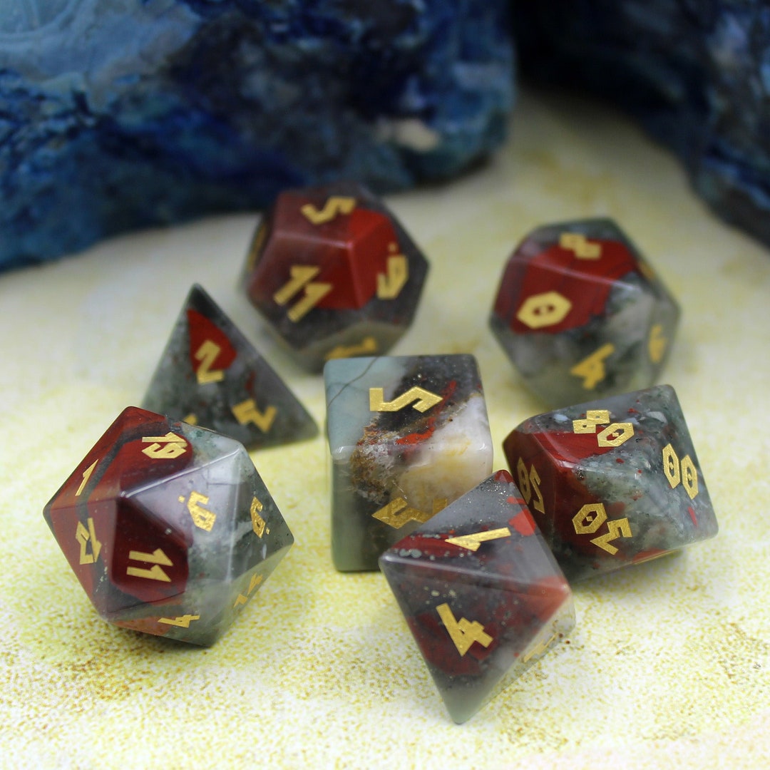 Bloodstone Dice Set With Display Box | Gemstone Dice for Fans of ...