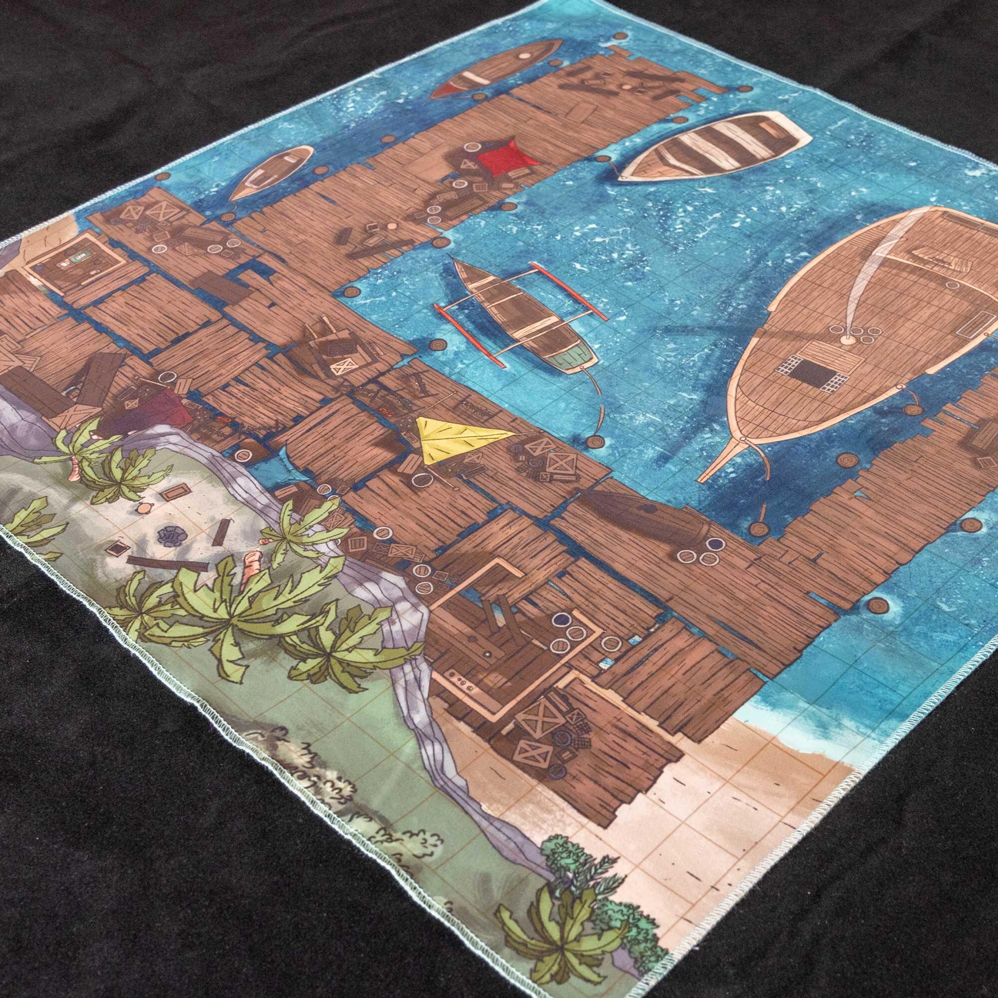 Harbor Cloth Battle Map – 21.5″ × 21.5″ With 1″ Grid – Dnd Dock ...