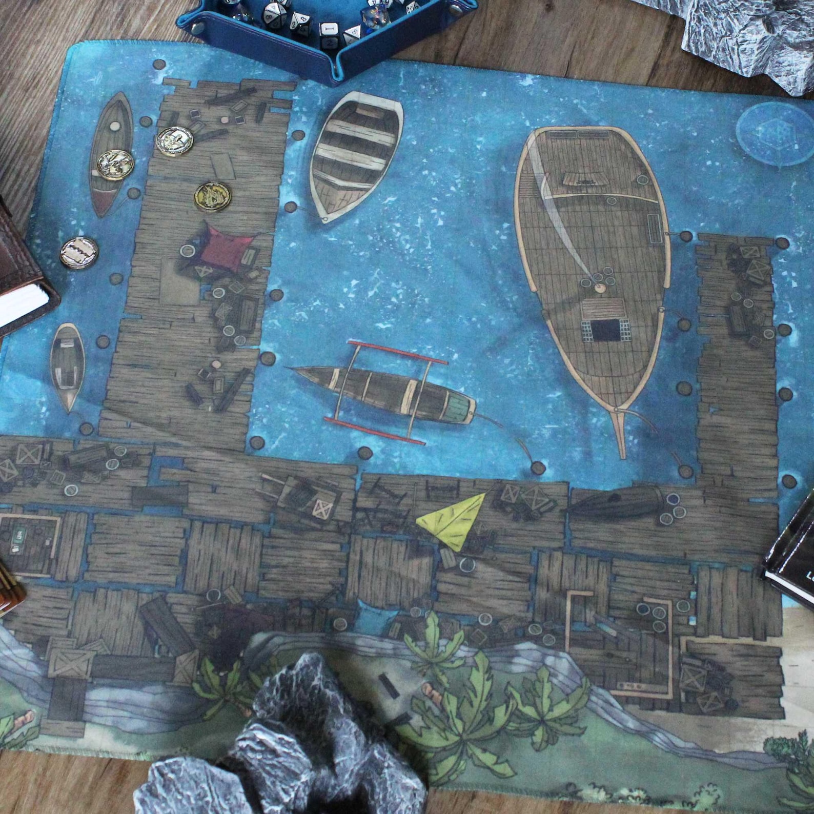 Harbor Cloth Battle Map – 21.5″ × 21.5″ With 1″ Grid – Dnd Dock ...