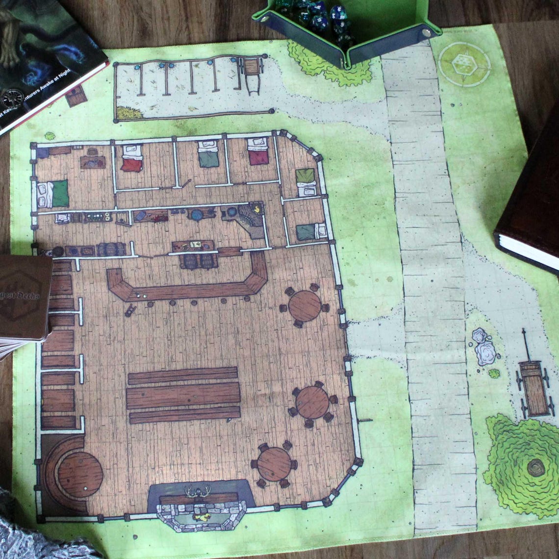 Tavern Cloth Battle Map – 21.5″ × 21.5″ With 1″ Grid – Dnd Village Inn ...