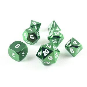 Metal Bright Green Dice Set With Display Box - Solid Metal Dice Set for ...