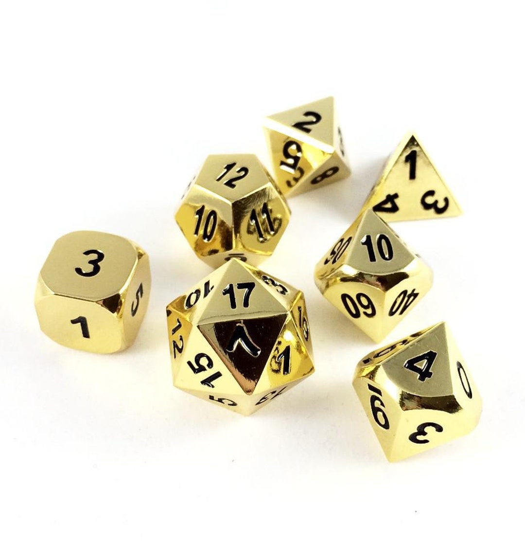 Metal Gold Color Dice Set With Display Box - Dnd Rpgs - Etsy