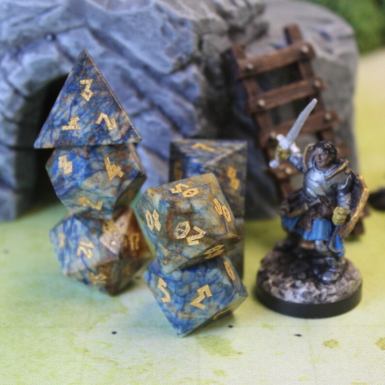 Azurite Dice Set With Display Box - Etsy