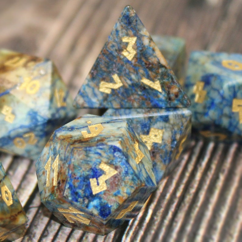 Azurite Dice Set With Display Box - Etsy