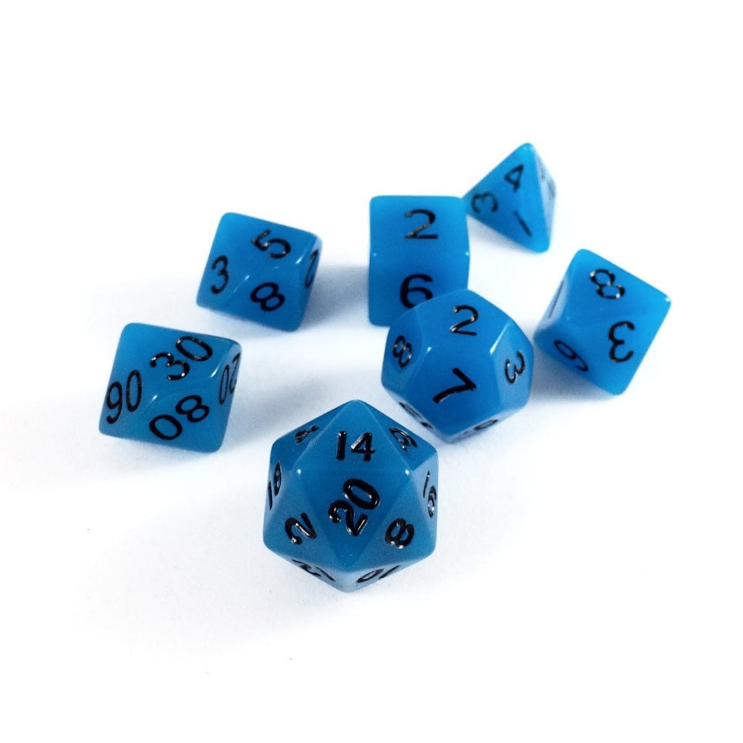 Glow in the Dark Blue Dice Set - Etsy