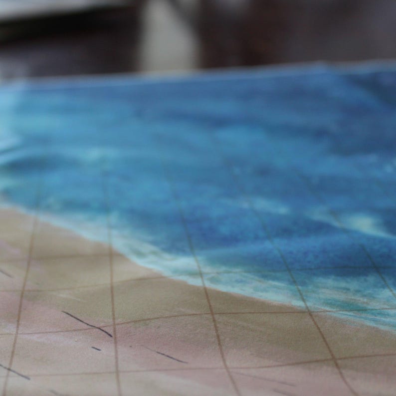 Sandy Beach Cloth Battle Map - 21.5″ × 21.5″ With 1″ Grid - Coastal RPG ...