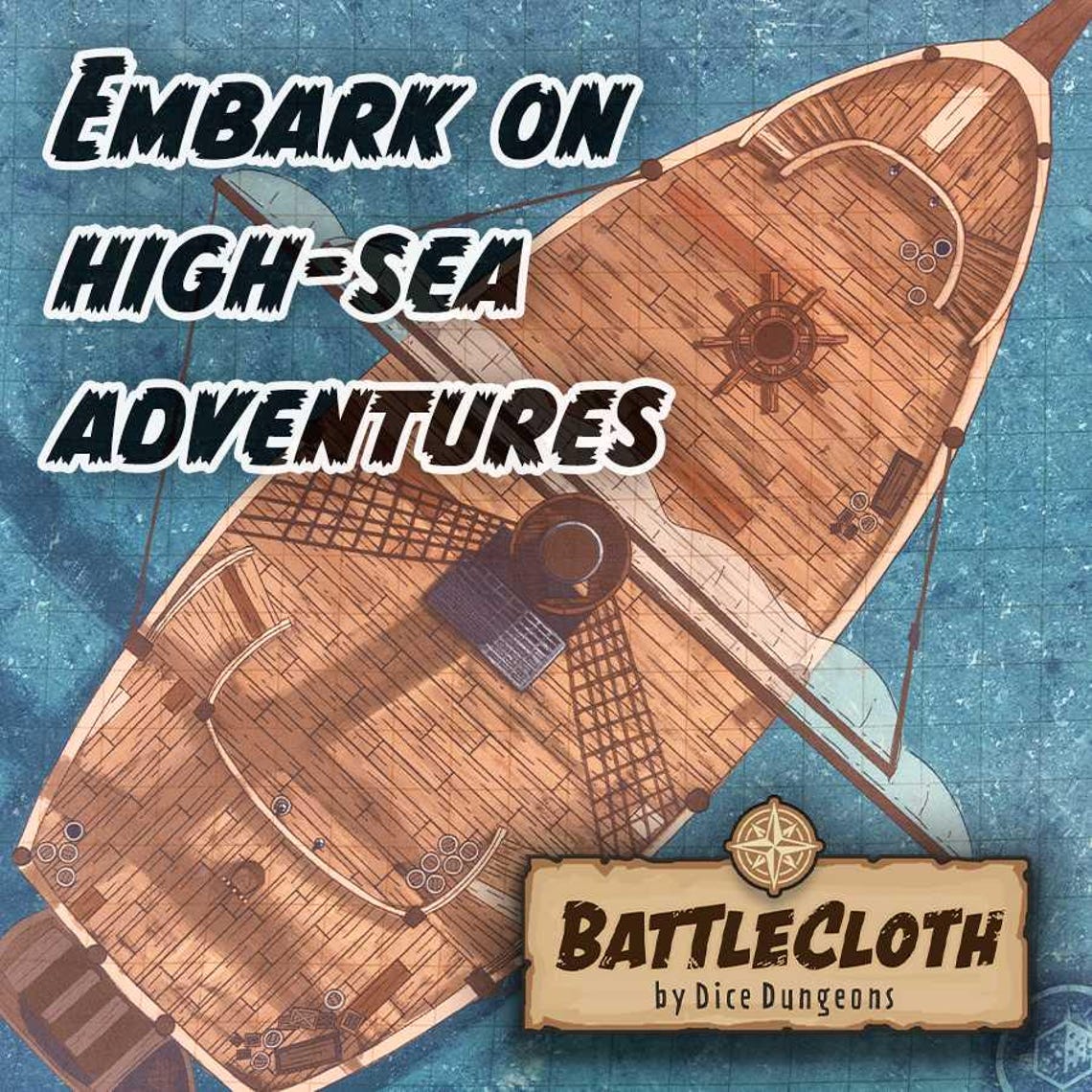 Sailing Ship Cloth Battle Map With 1″ grid – 21.5″ X 21.5″ RPG ...