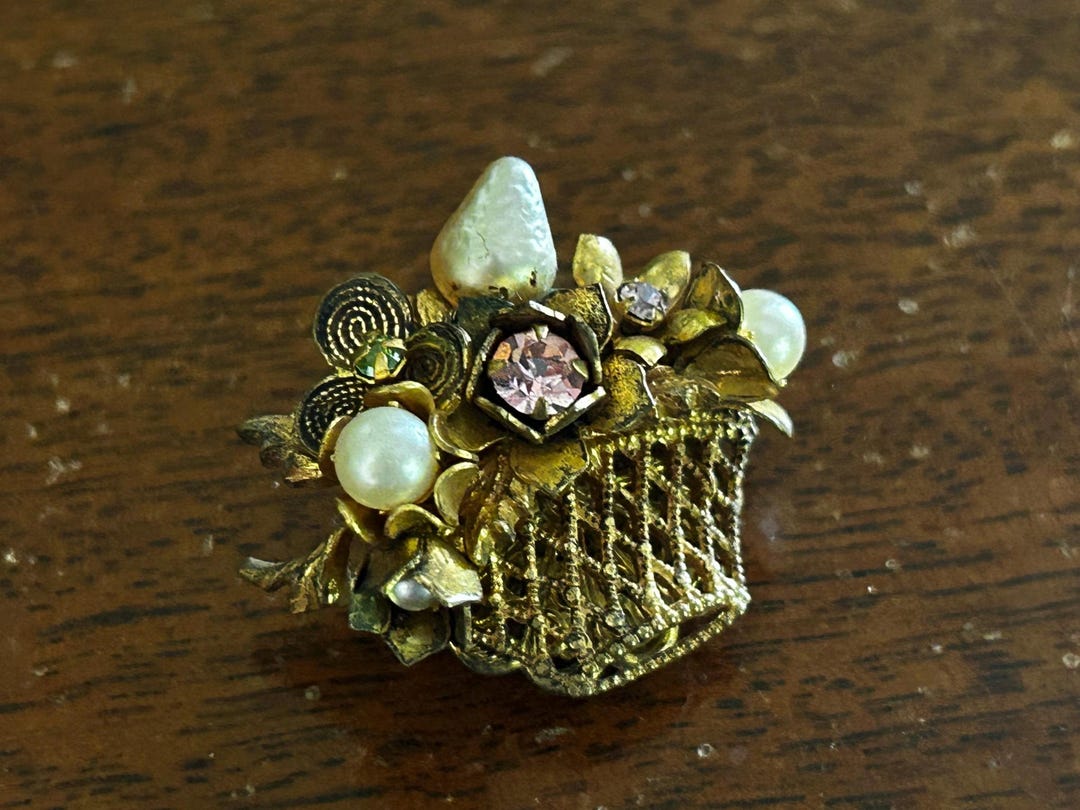 Vintage Miriam Haskel Basket Brooch 1950s - Etsy