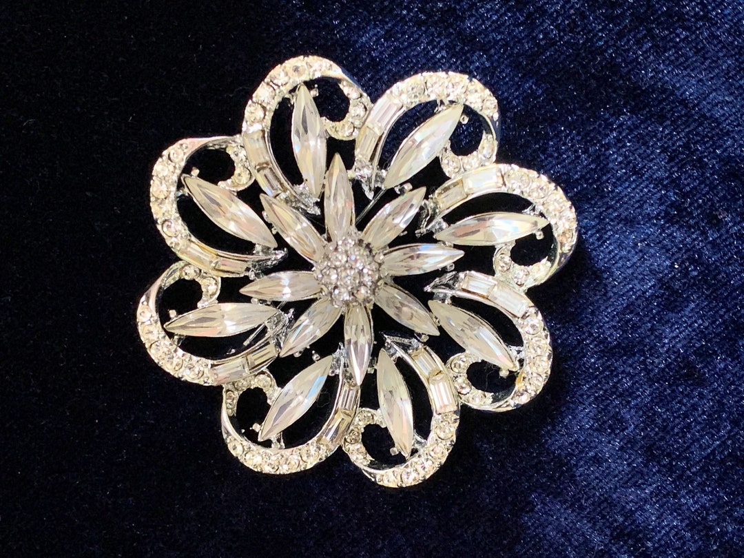 Vintage PELL Classic Swarovski Rhinestone Brooch/pin 1950s Flower - Etsy